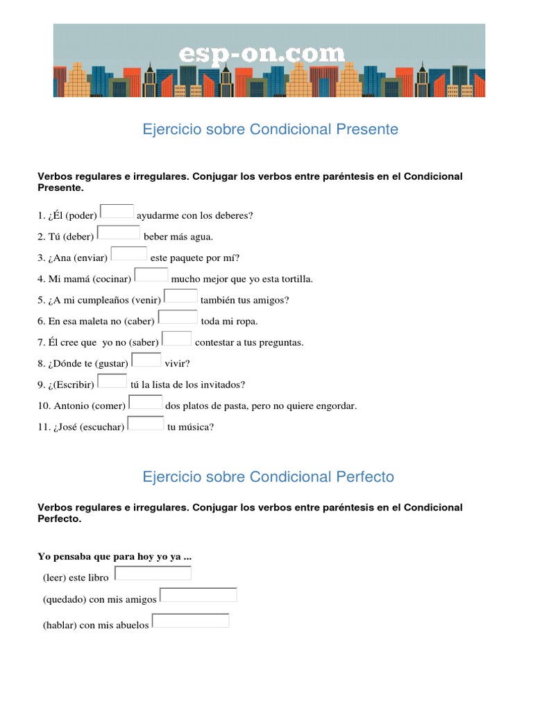 Ejercicios Condicional | PDF | Cocina, comidas y vino