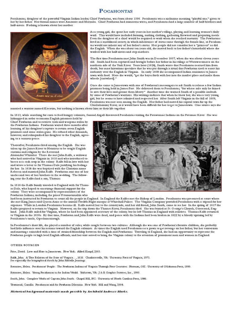 Pocahontas PDF | PDF | English Colonization Of The Americas | British ...