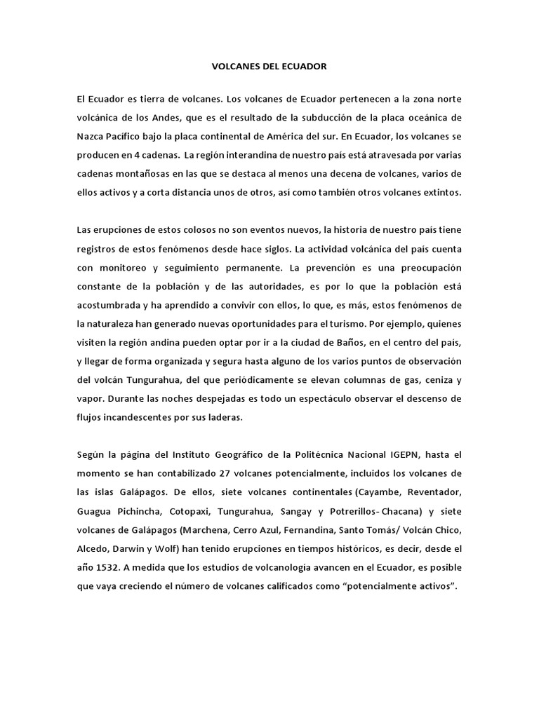 Volcanes Del Ecuador | PDF | Volcán | Vulcanología