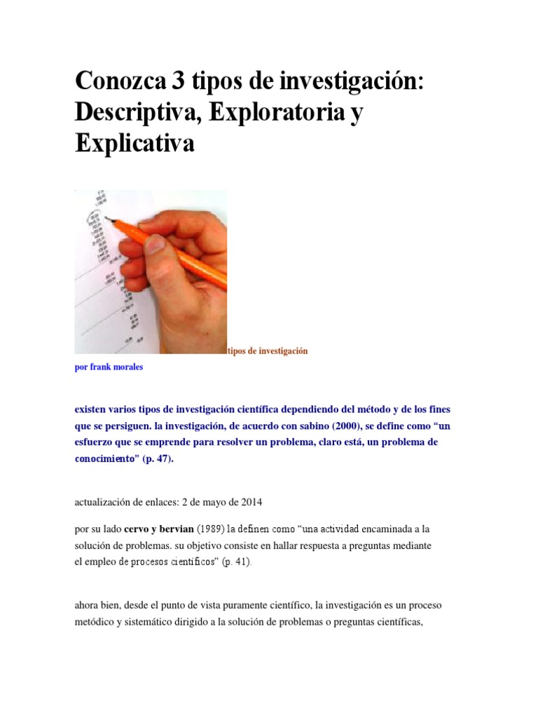 Conozca 3 Tipos de Investigación Descriptiva, Exploratoria y ...