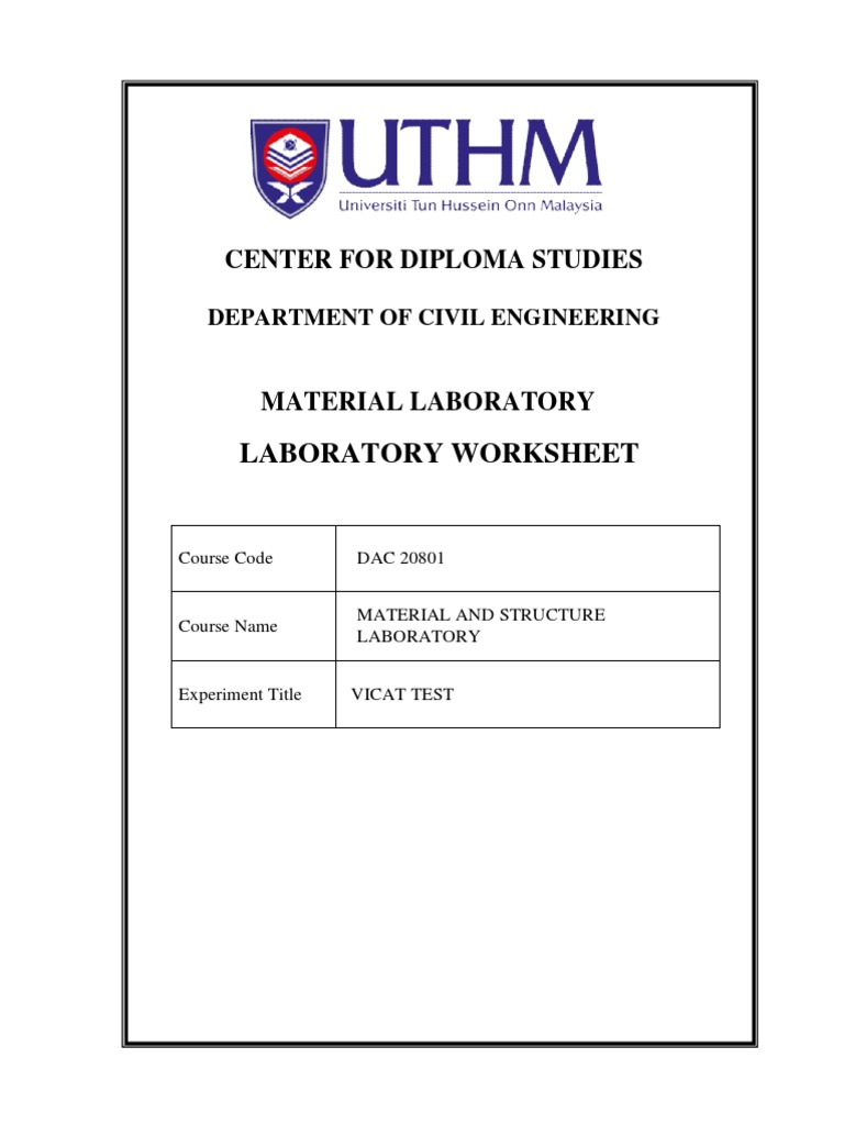Vicat Test Pdf Pdf Experiment Data