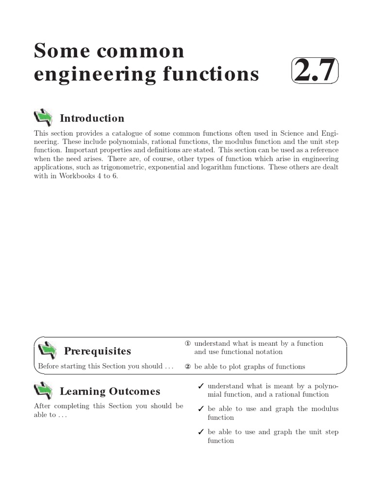 Some Common Engineering Functions | PDF | Asymptote | Polynomial