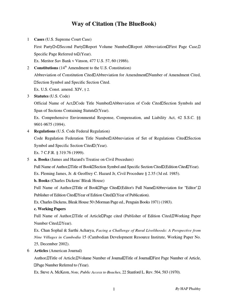 Way of Citation Blue Book | PDF | Note (Typography) | Citation