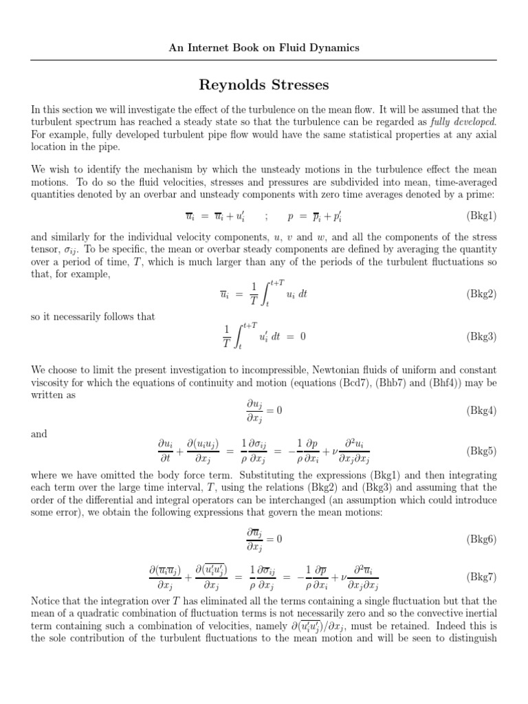 Reynolds Stresses | PDF | Reynolds Number | Fluid Dynamics