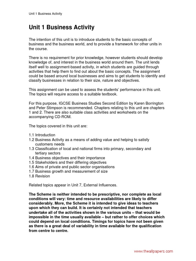 Unit 1 Business Activity | PDF | Resource | Marketing