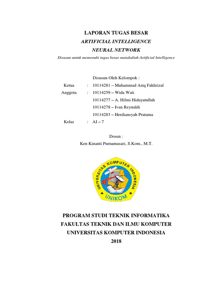 Dokumentasi Tugas Besar Ai Backpropagation Neural Network Pdf