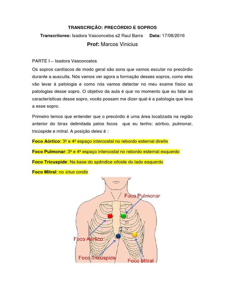 AULA 9-17-08 - Prof. Marcus - Precórdio e Sopros | Ventrículo (Coração ...