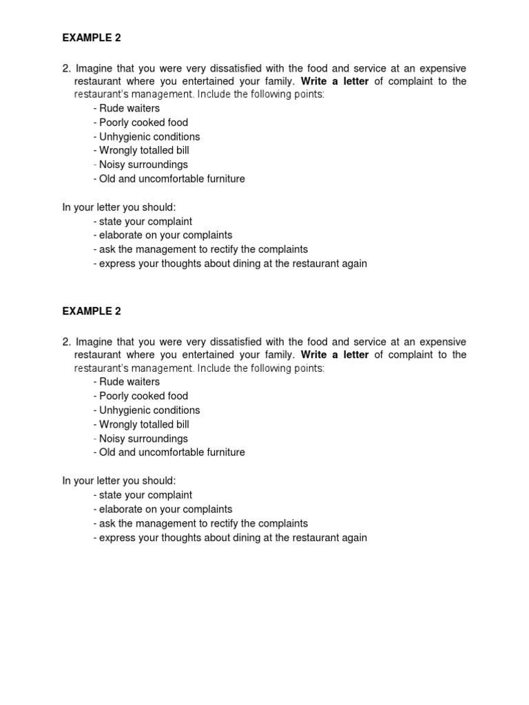Complaint Letter | PDF | Restaurants | Foods