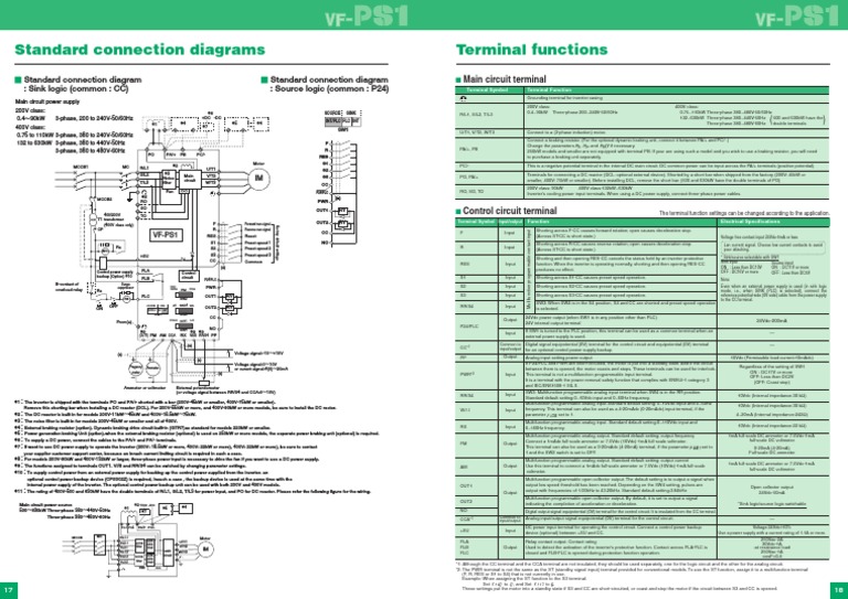 Standard Connection Diagrams Terminal Functions | PDF | Power Supply ...