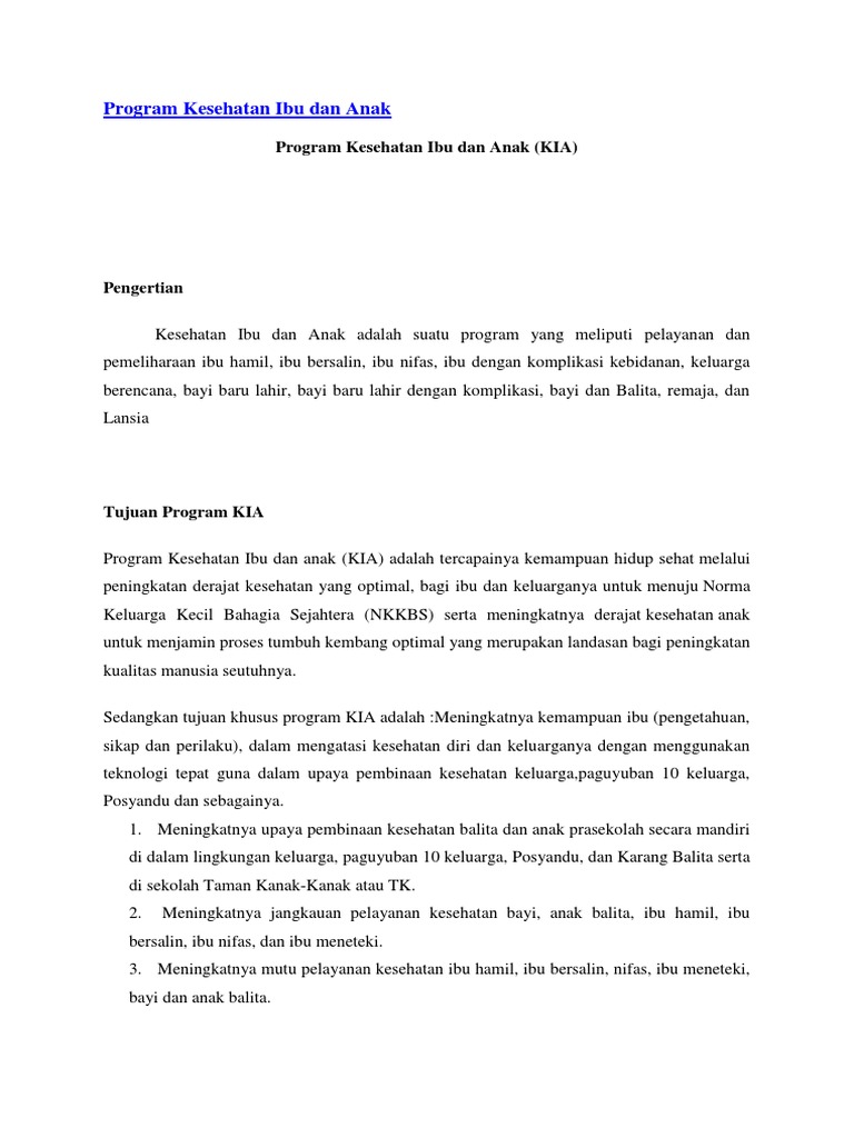 Program Kesehatan Ibu Dan Anak Pdf