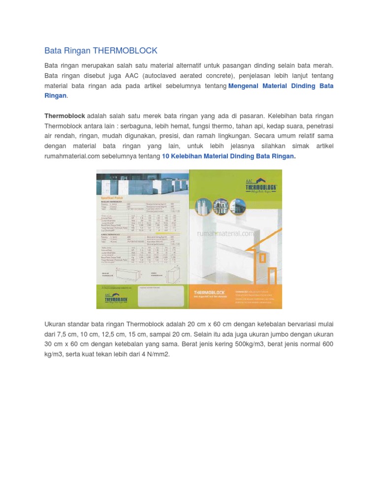 Bata Ringan Thermoblock | PDF