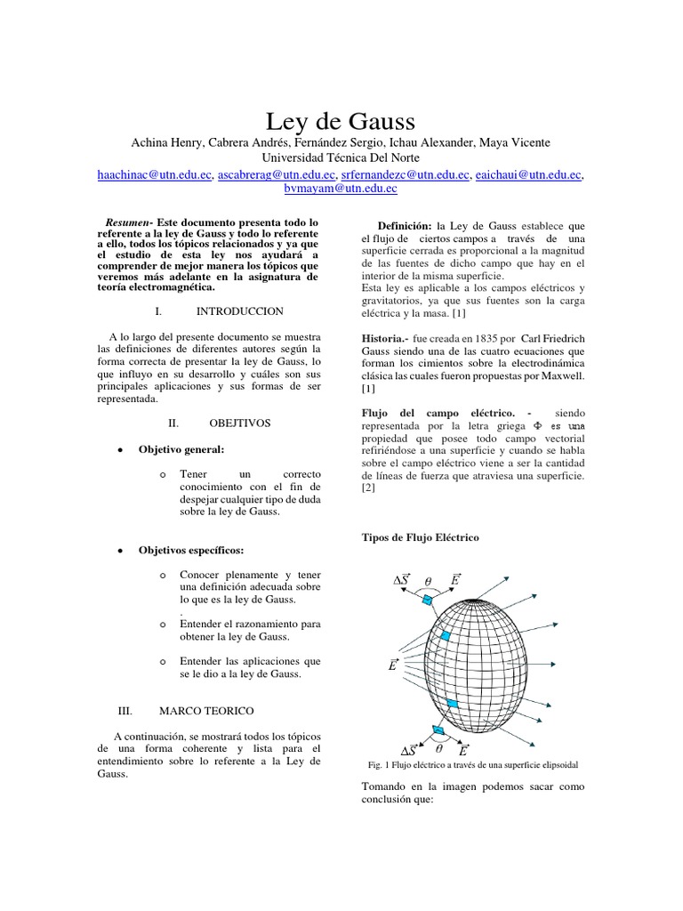Ley de Gauss | PDF | Campo eléctrico | Electromagnetismo