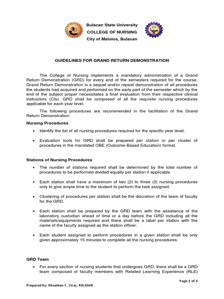 Guidelines For Grand Retdem | PDF | Nursing | Cognition