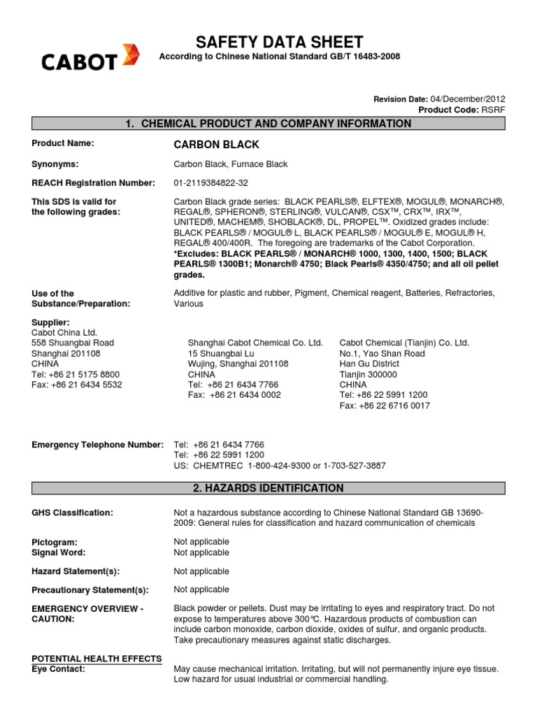 Msds Chinese National Standard GBT 16483-2008 | PDF | Carcinogen ...