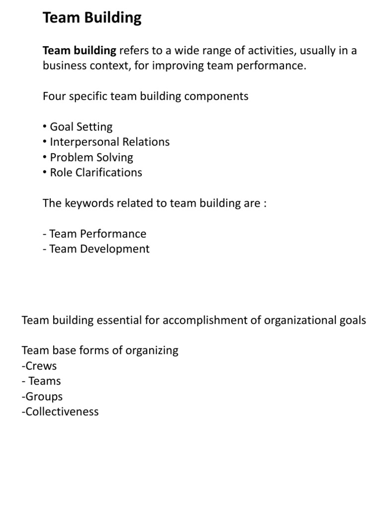 Ob Team Building | PDF | Team Building | Goal Setting