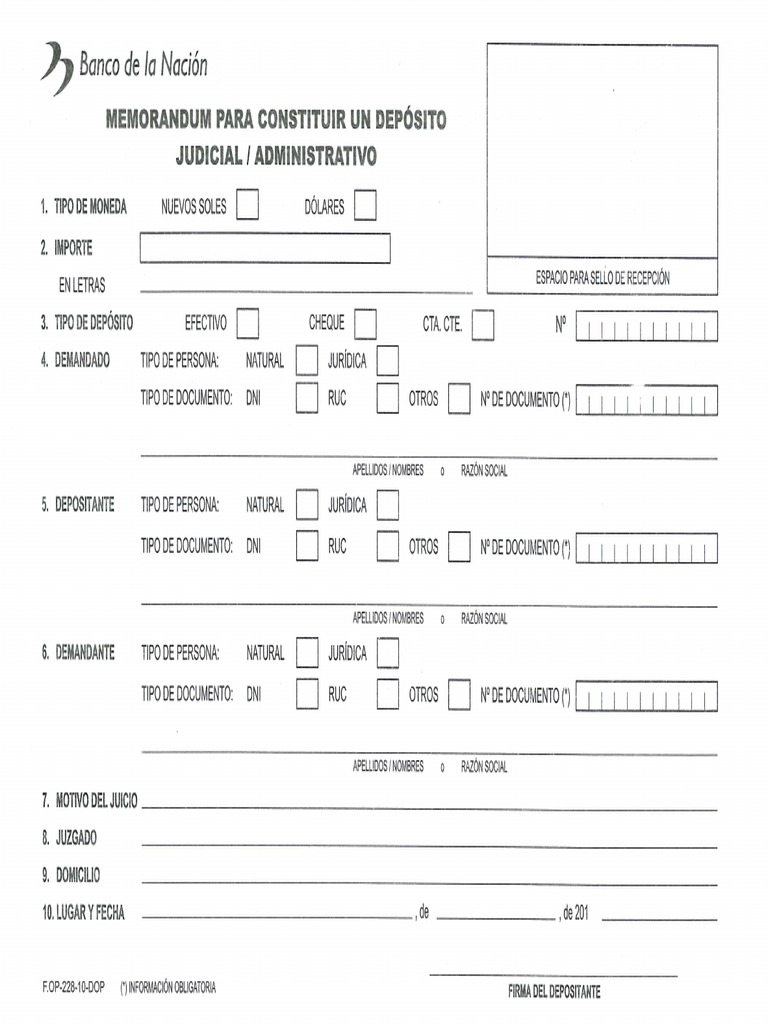 Formato para Constituir Depósito Judicial | PDF