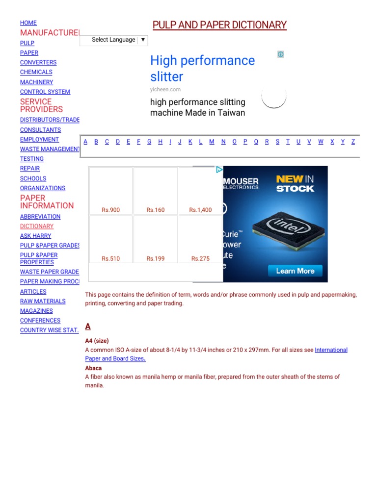 Paper Dictionary | Download Free PDF | Pulp (Paper) | Paper