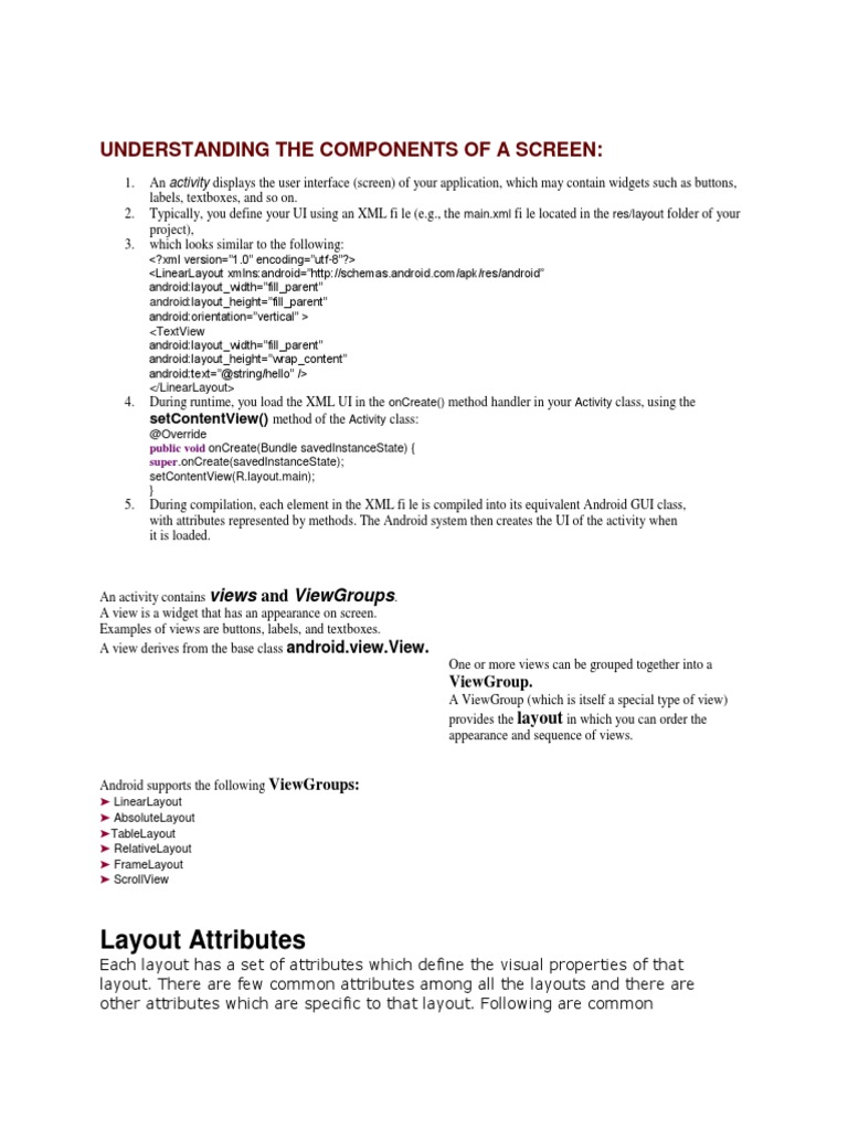 Android UI Layout Guide | PDF | Widget (Gui) | User Interface
