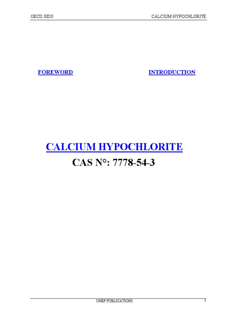 Calcium Hypochlorite Assessment Report | PDF | Chlorine | Bleach