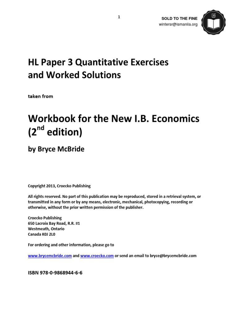 Paper-3 Exercises-With Solutions - Bryce McBride | PDF | Economic ...