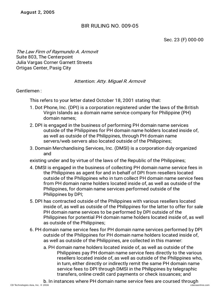 7925-2005-Bir Ruling No. 009-05 | Download Free PDF | Domain Name ...