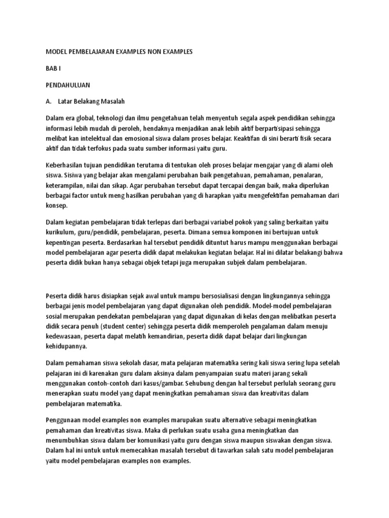 Model Pembelajaran Example No Example | PDF