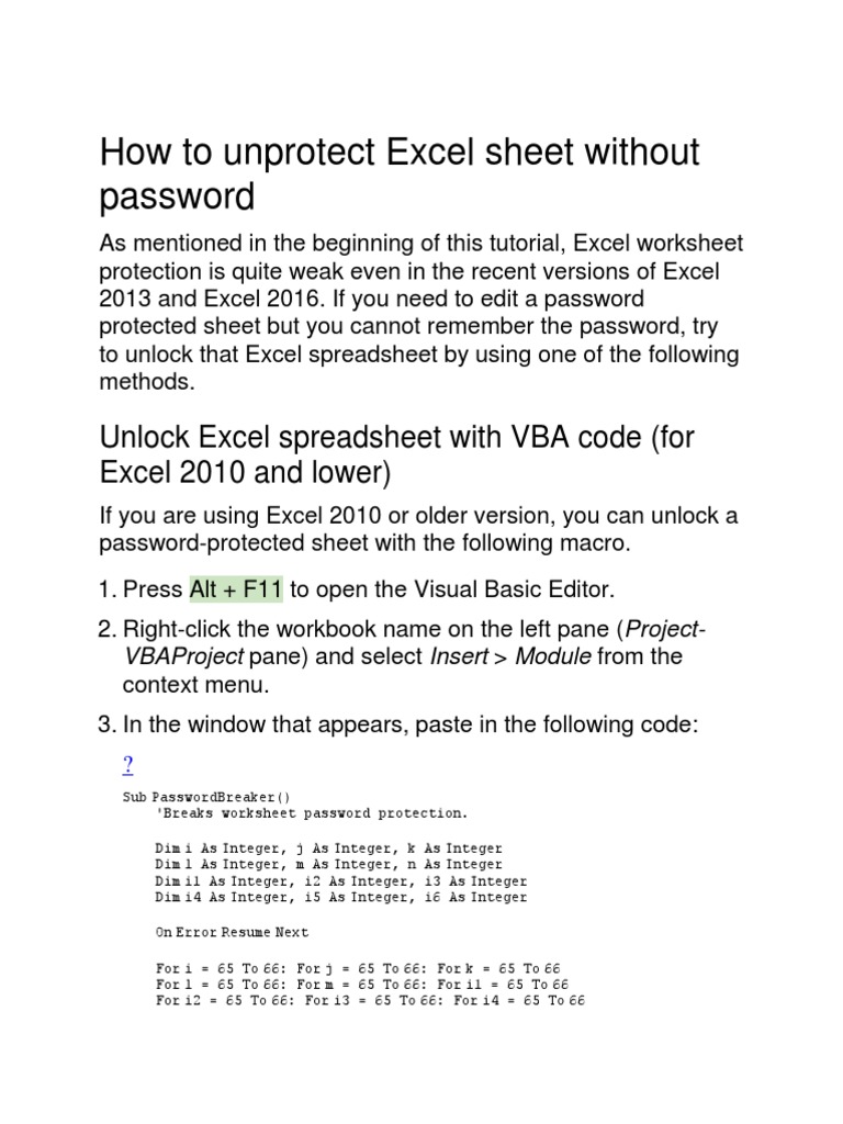 how-to-unprotect-excel-sheet-without-password-pdf-office-software