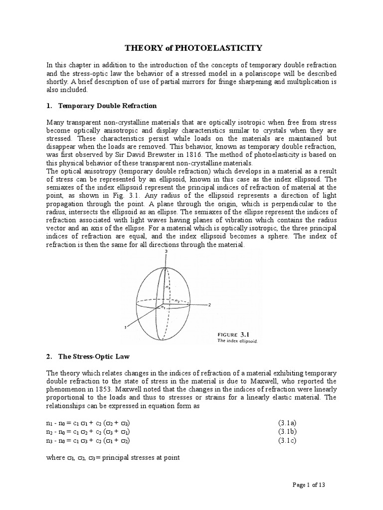 Photoelasticity for Engineers | PDF | Elasticity (Physics) | Refractive ...