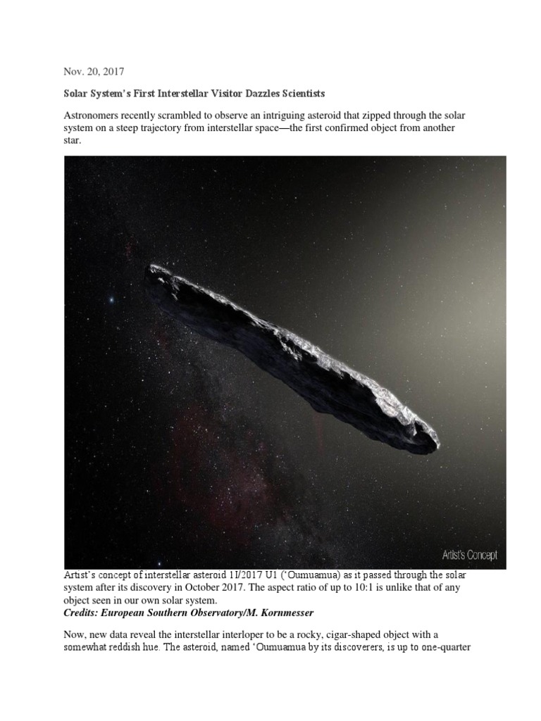 Solar System's First Interstellar Visitor Dazzles Scientists | PDF ...