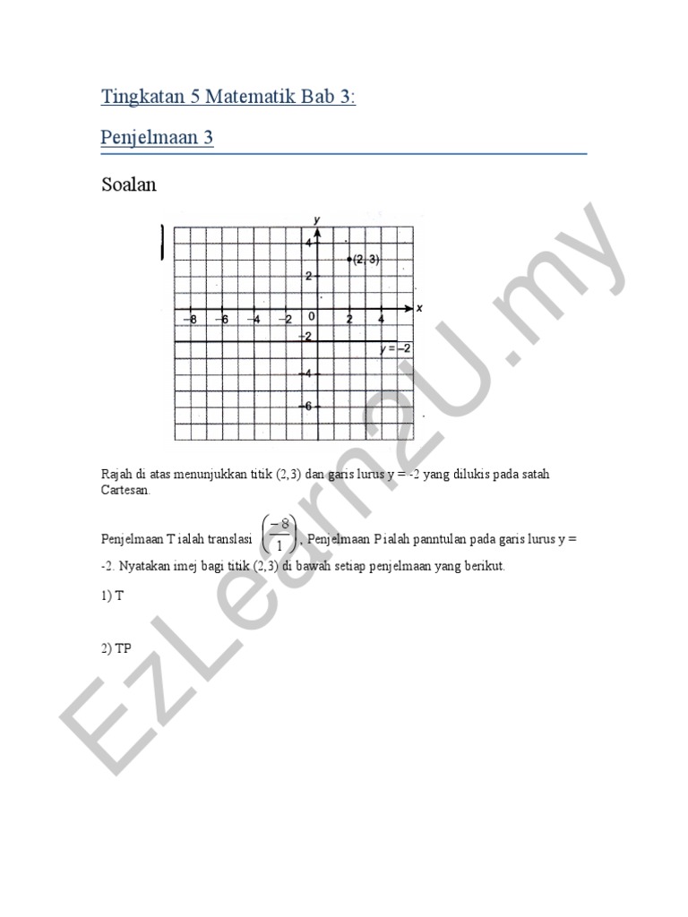 Soalan Tubi F5 Matematik Bab 3 Penjelmaan 3 | PDF