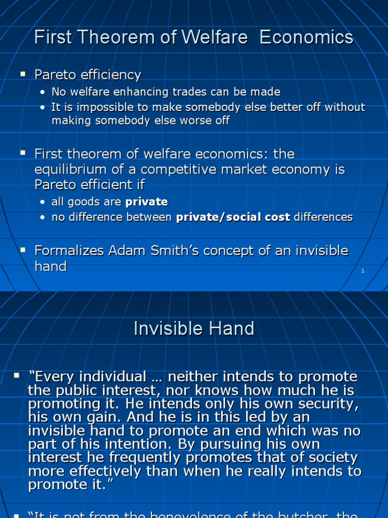 First Theorem of Welfare Economics and the Invisible Hand | PDF ...