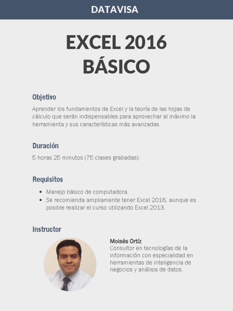 Datavisa Excel 2016 Basico PDF | Descargar gratis PDF | Hoja de cálculo ...