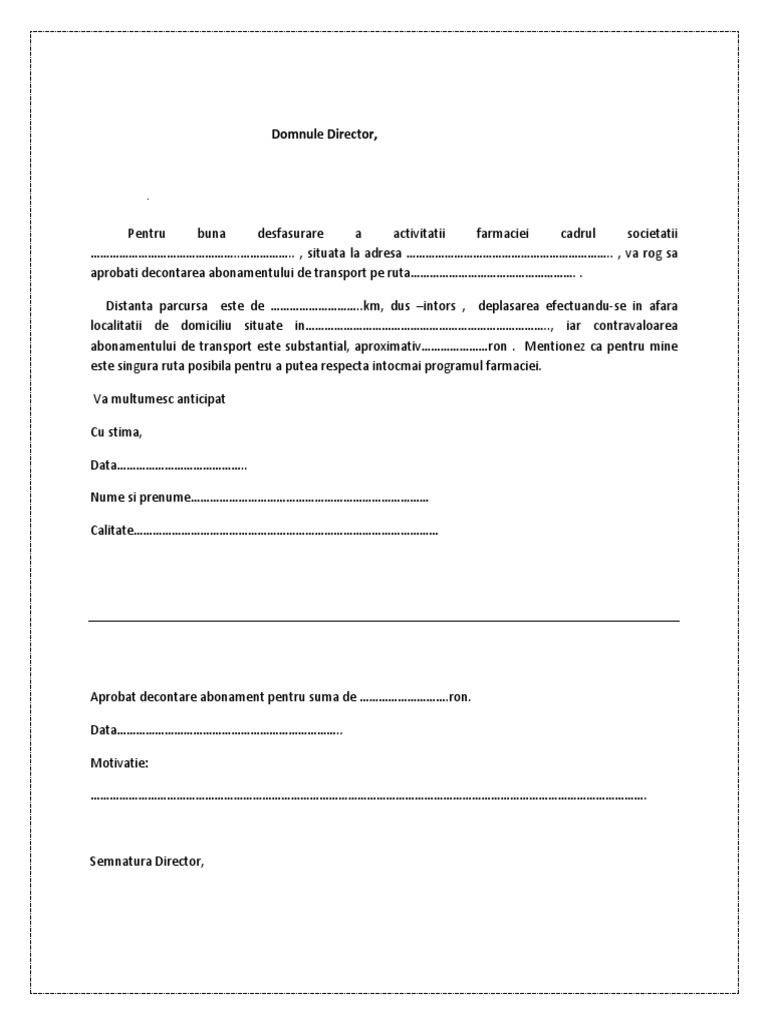 Referat Decontare Abonament Transport | PDF