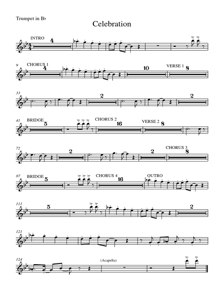 Celebration Trumpet in BB | PDF | Song Structure | Entertainment