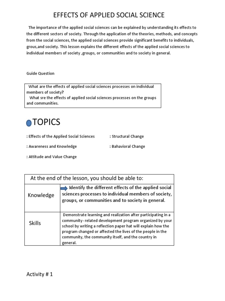 Effects of Applied Social Science | Social Sciences | Community
