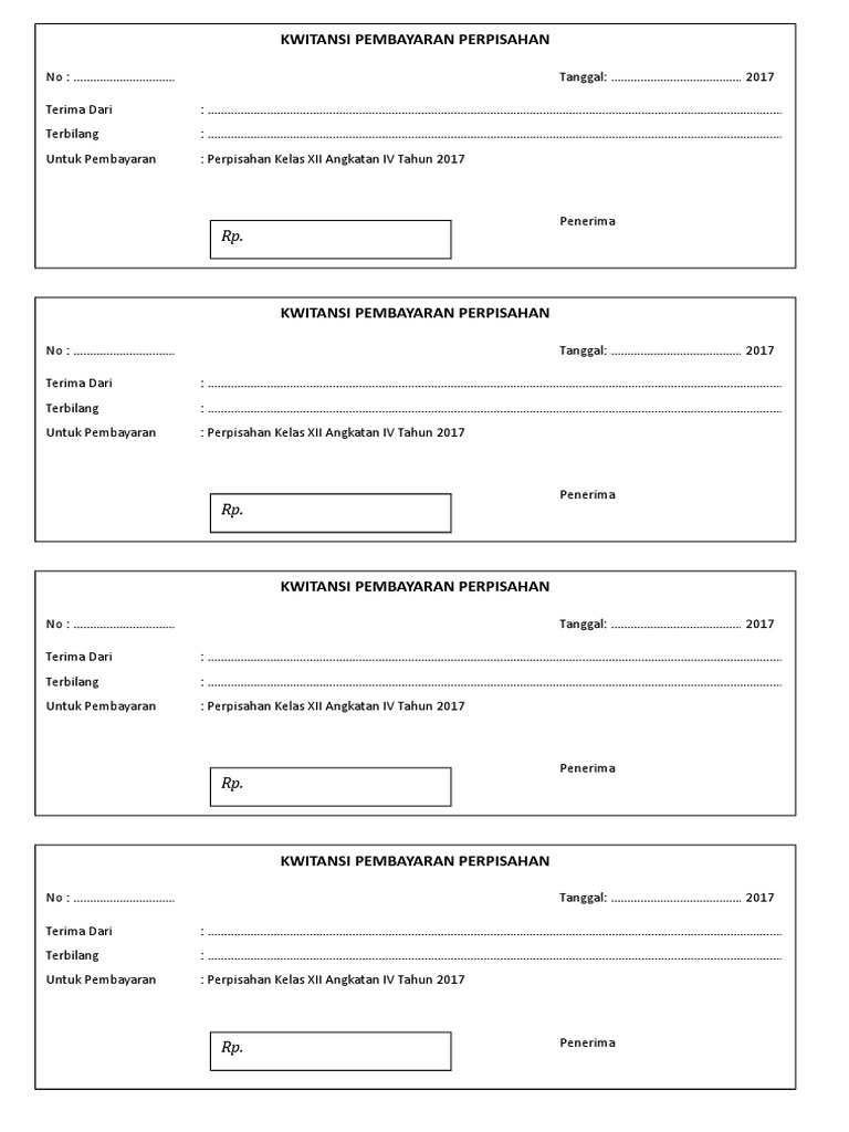 Kwitansi Pembayaran Perpisahan Kelas XII | PDF