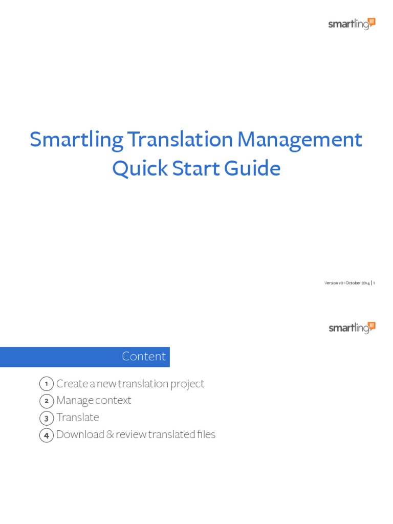 Smartling Quick Start Guide | PDF | Translations | Websites