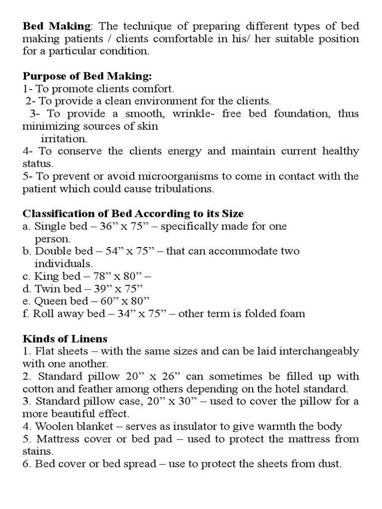 Bed Making Handouts | Download Free PDF | Bed | Mattress