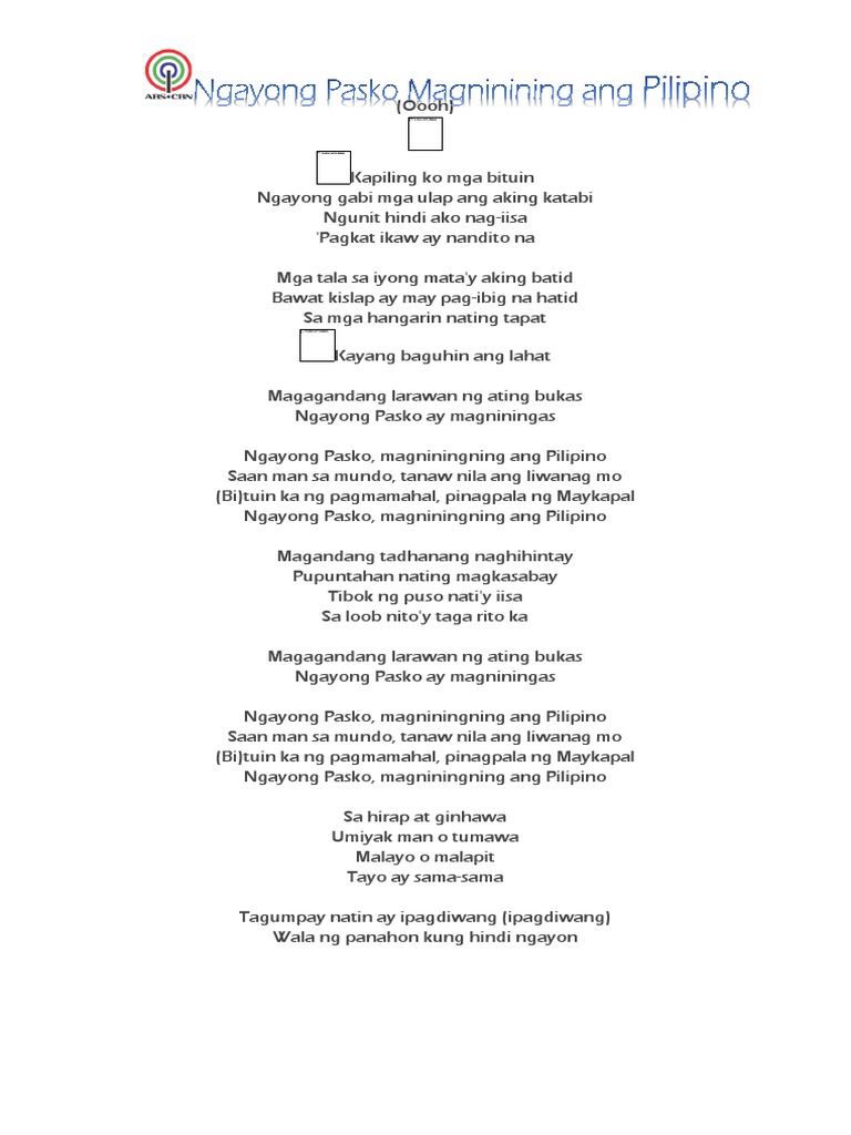 Ngayong Pasko Magninining Ang Pilipino Lyrics | PDF