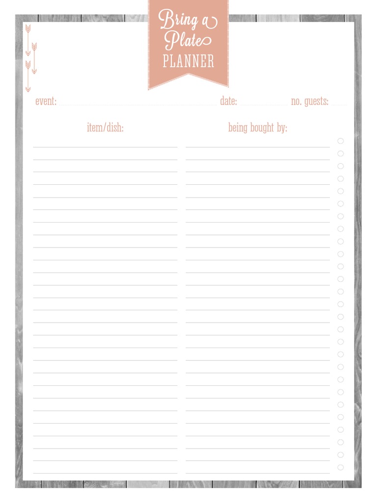 Bring A Plate Planner | PDF