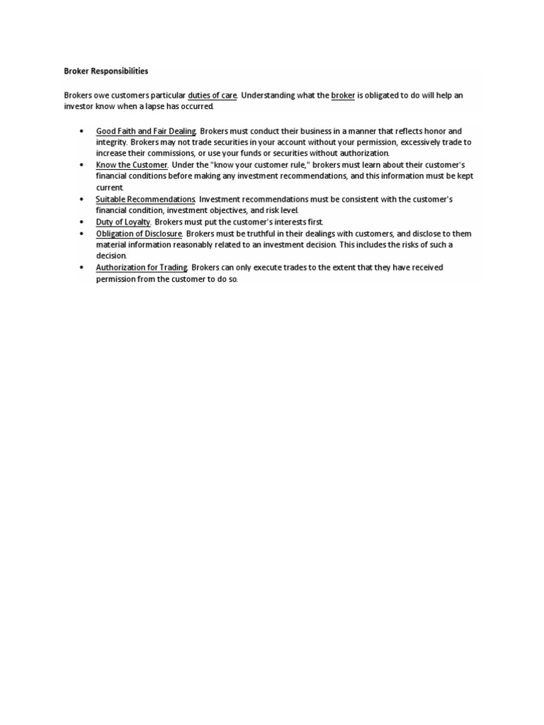 Broker Responsibilities | PDF