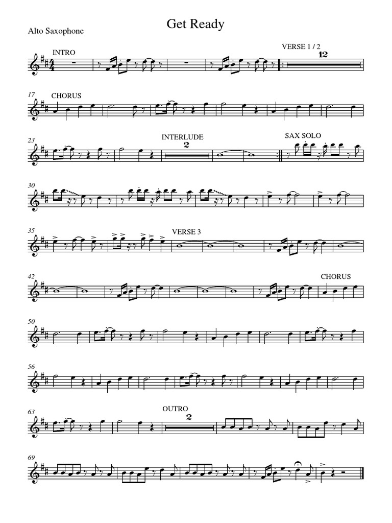 Get Ready Alto Saxophone PDF | PDF | Song Structure | Songs