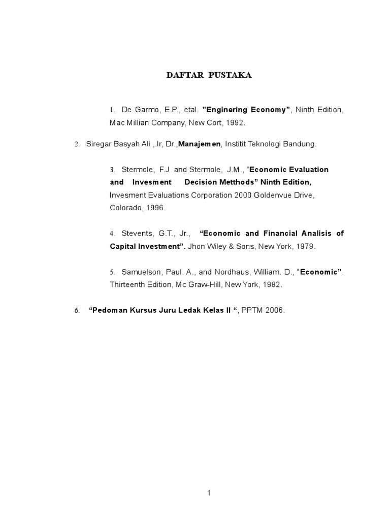 Daftar Pustaka: and Invesment Decision Metthods" Ninth Edition | PDF