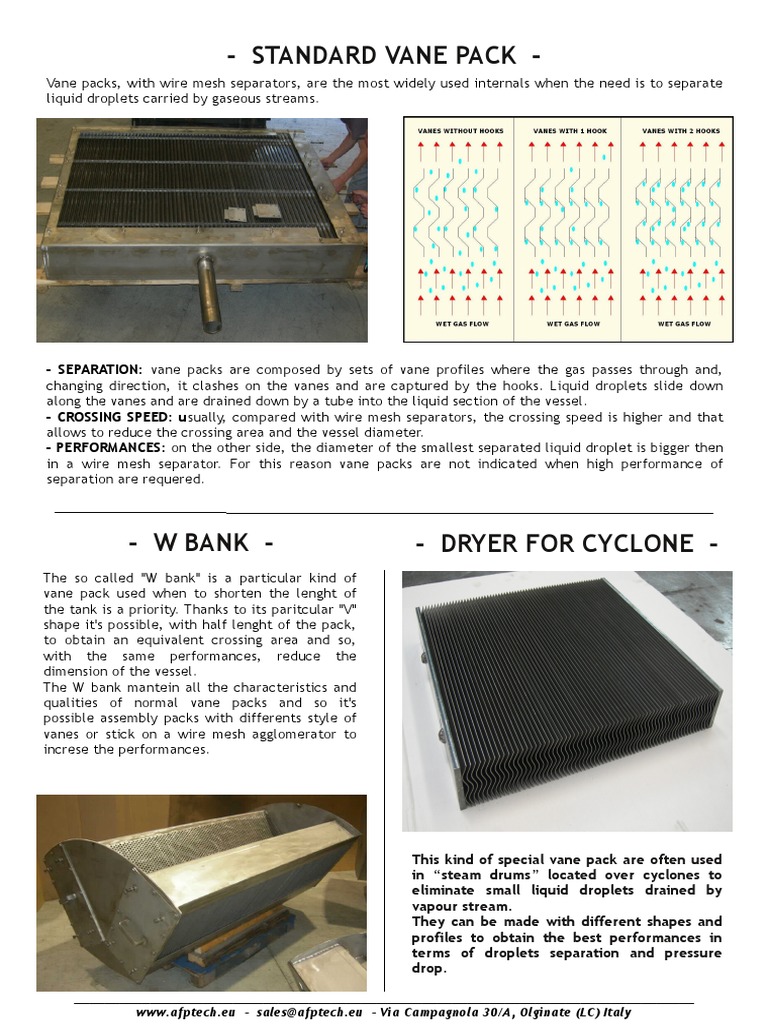 Vane Pack Separators | PDF | Wire | Gases