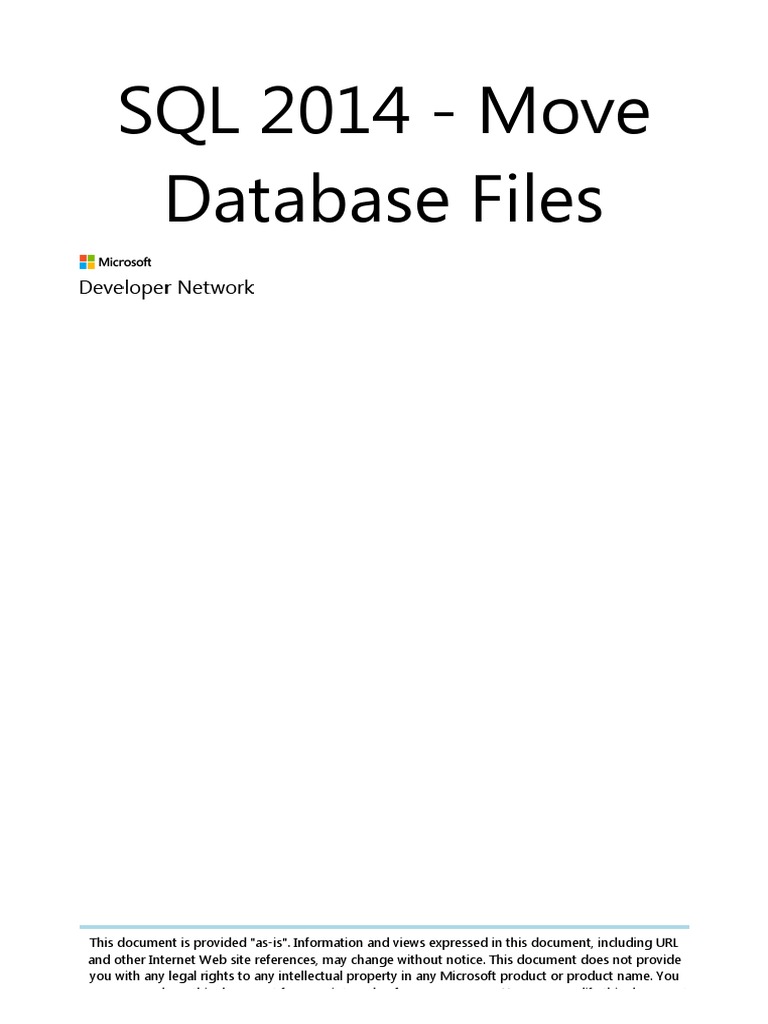 Sql 2014 Move Database Files Pdf Microsoft Sql Server Databases 