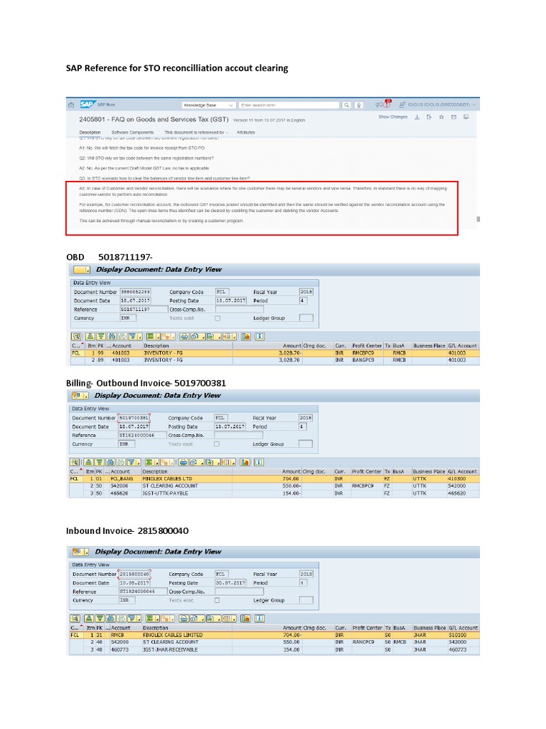 STO Accounting Entry - SAP Reply | PDF