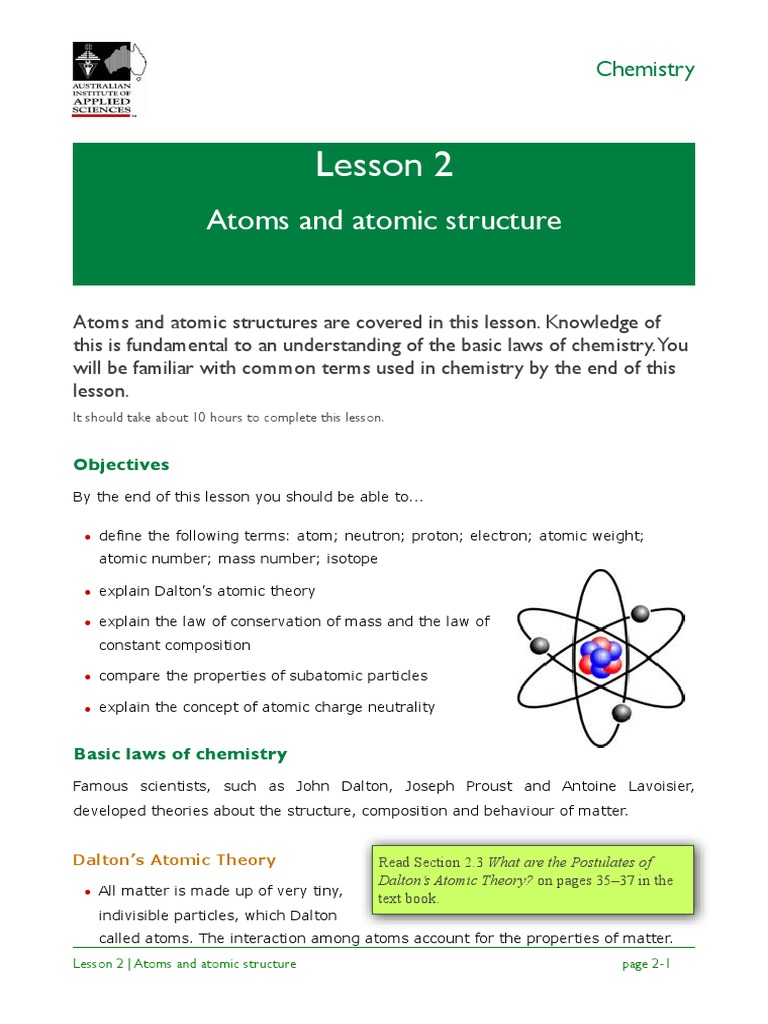 Chemistry Lesson 2 | PDF | Atoms | Chemical Elements