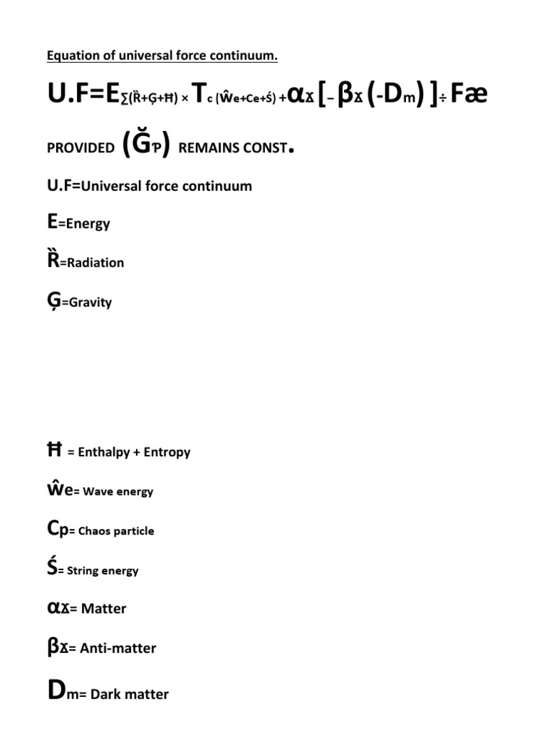 Equation of Universal Force Continuum | PDF