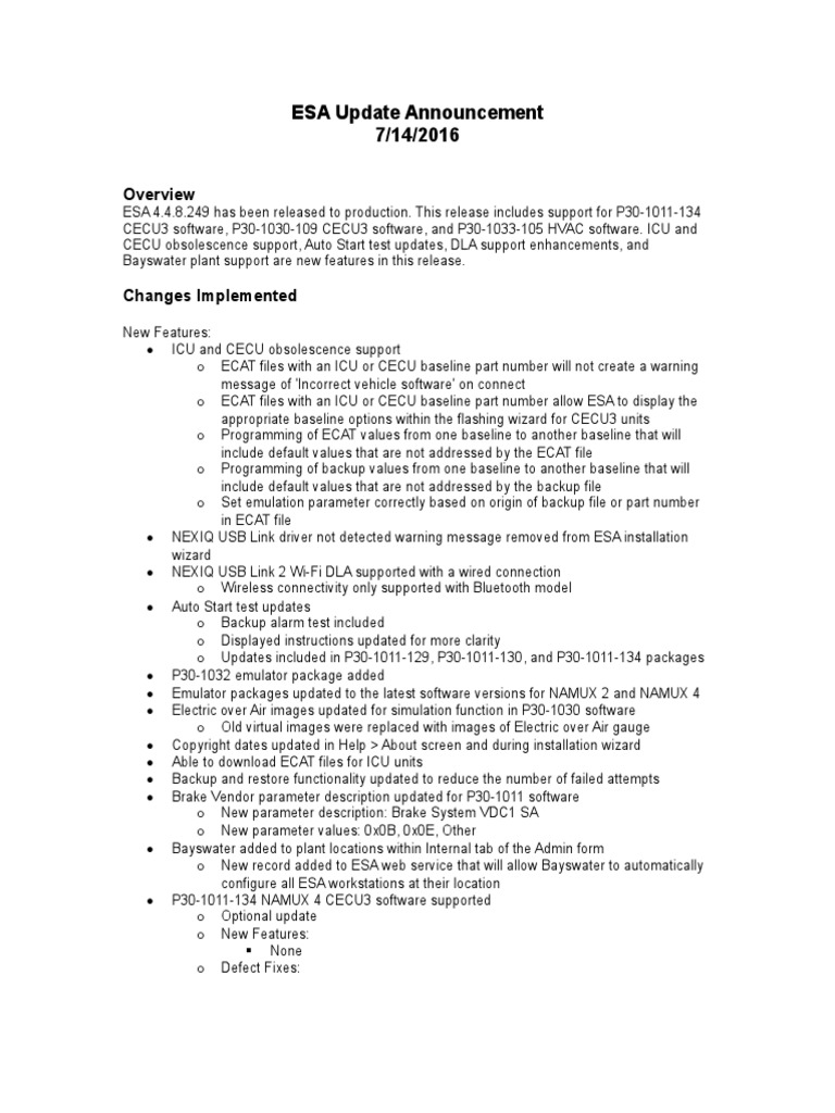 ESA Update Announcement | PDF | Throttle | Windows 8