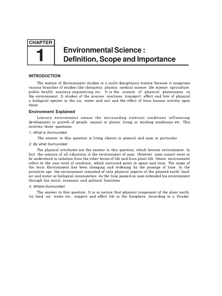 Environment: Definition Scope & Importance | PDF | Natural Environment | Sustainability